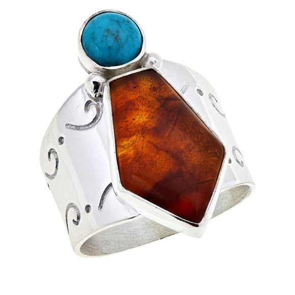 Jay King | Jewelry | Jay King Baltic Amber Turquoise Sterling Ring ...
